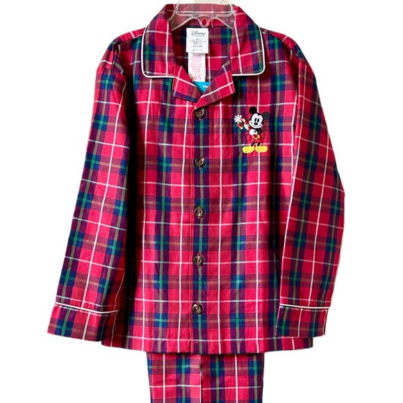 Disney | Pajamas | New Disney Store Boys 2 Piece Mickey Mouse Red Plaid ...